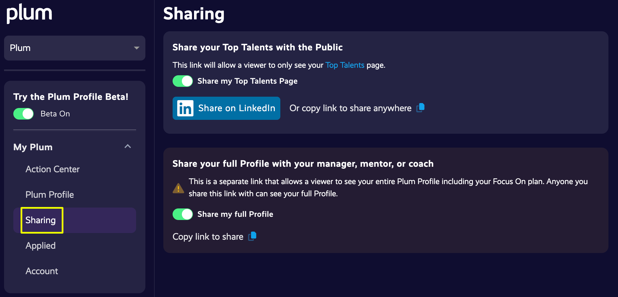 How can I share my Plum Profile? – Plum Help Center